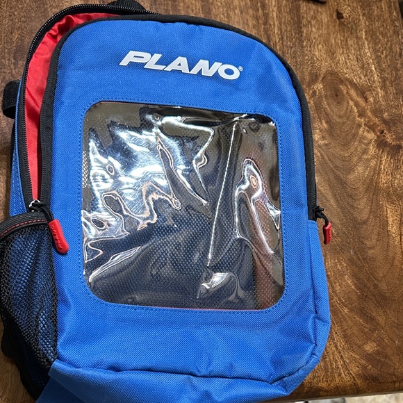 plano tackle | Other | Plano Fishing Blue And Red Sling Bag With Clear ...